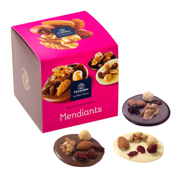 Assorted Mendiants Milk, Dark & White Chocolate Discs with Fruit & Nuts